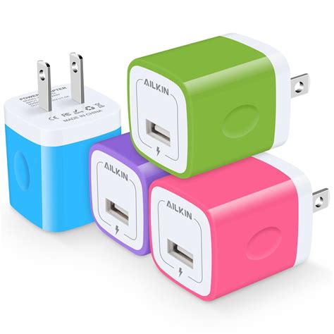 Ailkin Pack Usb Wall Charger Block Fast Charging Station Power Base Charger Cube For Iphone