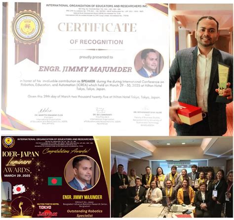 Engr Jimmy Recognised Outstanding Robotics Specialist At Icrea 2025 Jimmy Majumder
