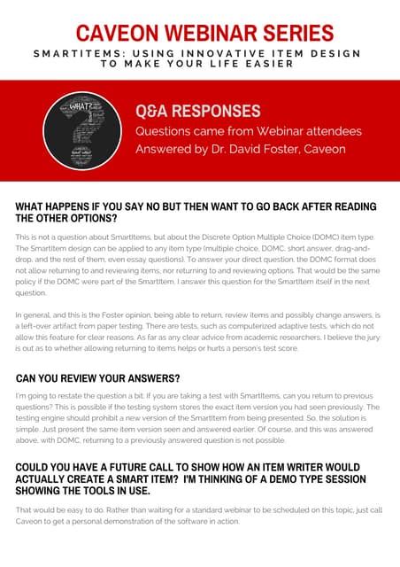 Caveon Webinar Series Smart Items Using Innovative Item Design To