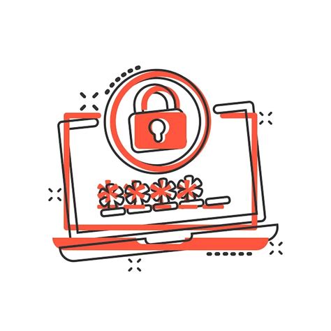 Premium Vector Laptop With Password Icon In Comic Style Computer Access Cartoon Vector