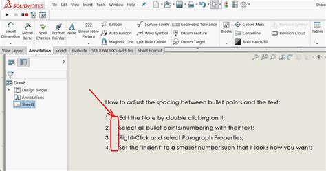 How To Manage SOLIDWORKS Drawing Note Bullet And Number Spacing