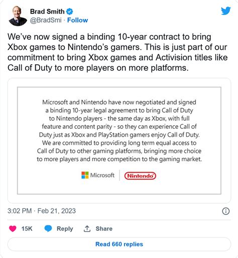 微软宣布与任天堂签署10年协议 《使命召唤》将与xbox版同步上线 Microsoft Xbox Cnbetacom