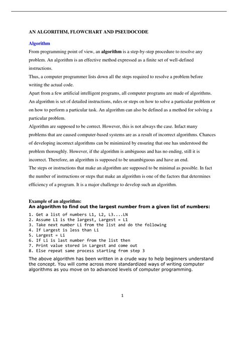 Algorithm Flowchart And Pseudocode Algorithm Stuvia Us