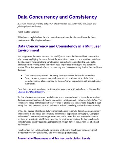 Data Concurrency And Consistency