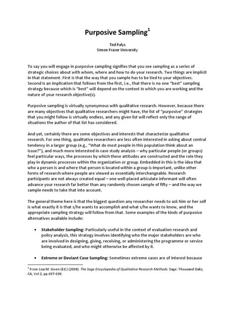 Purposive Sampling Sampling Statistics Qualitative Research Free 30 Day Trial Scribd