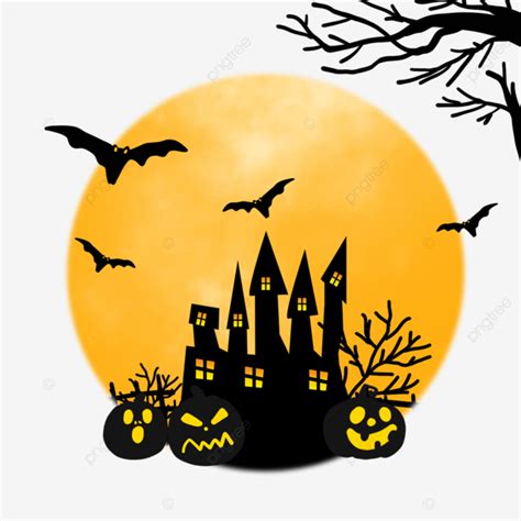 할로윈 달 실루엣 성 할로윈 핼러윈 달 Png 일러스트 및 Psd 이미지 무료 다운로드 Pngtree