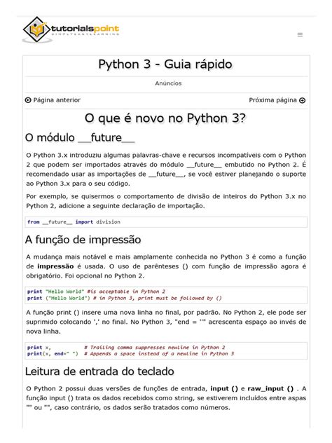 Guia Rápido Do Python 3 240401 232852 Pdf Python Linguagem De