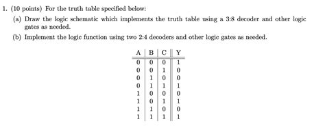 Solved 10 Points For The Truth Table Specified Below A