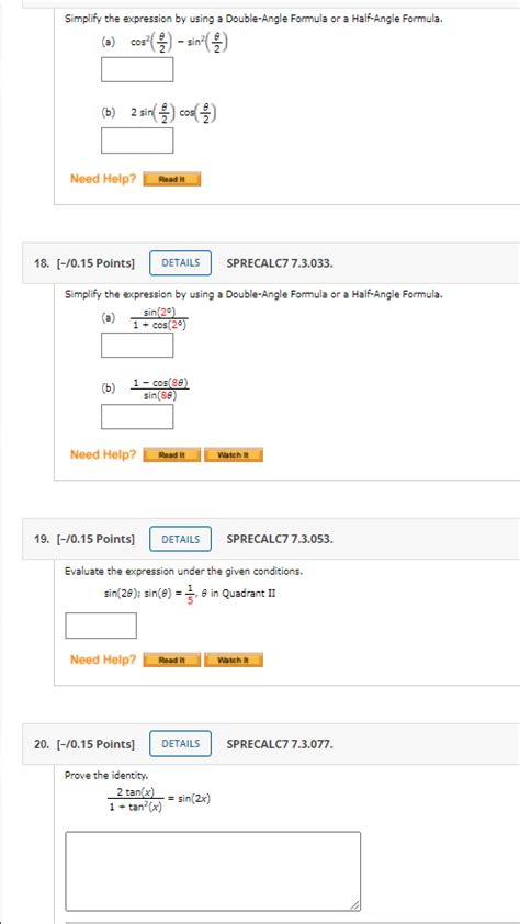 Solved Simplify The Expression By Using A Double Angle Chegg