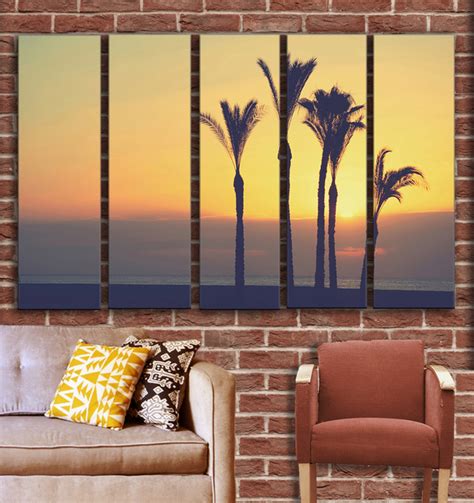 Модульна картина на полотні з 5 частин схід сонця і море Hotel Arizona Hd 89 см X 140 см фото