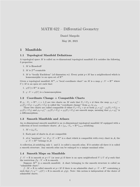 Differential Geometry Pdf Manifold Differentiable Manifold