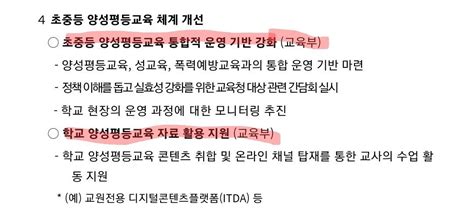 교육부 교과서 개발 수정 시 성인지 페미 관점 반영 페미교육 실시 지원 확산 포텐 터짐 최신순 에펨코리아
