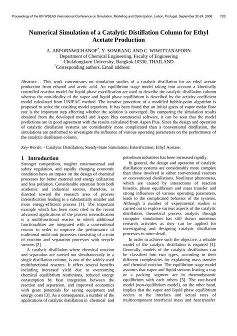 pdf numerical simulation of a catalytic distillation column · pdf filenumerical simulation