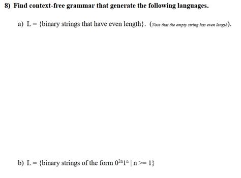 Solved 8 Find Context Free Grammar That Generate The Chegg