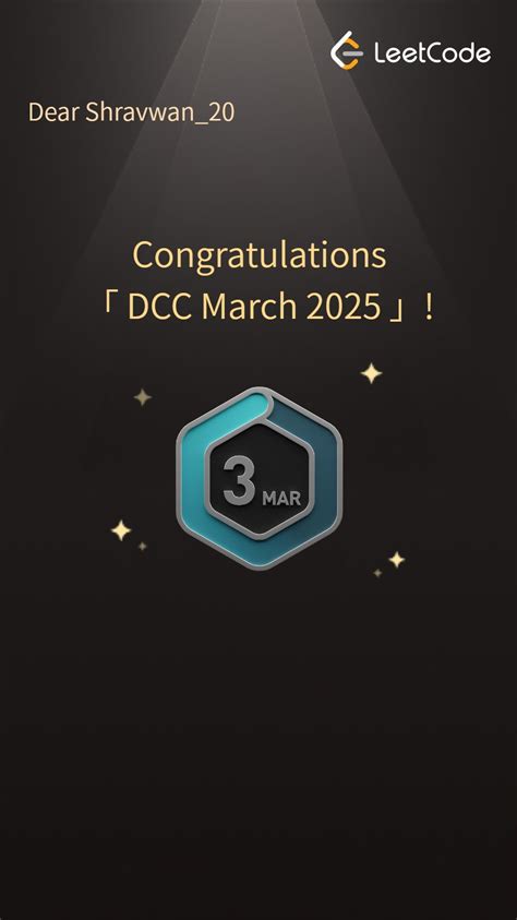 Leetcode Dcc2025 Codingjourney Problemsolving Algorithms Shravwan R