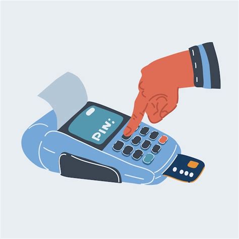 Premium Vector Vector Illustration Of Hand Enter Pin Code In A Small Point Of Sale Terminal