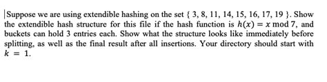 Solved Suppose We Are Using Extendible Hashing On The Set