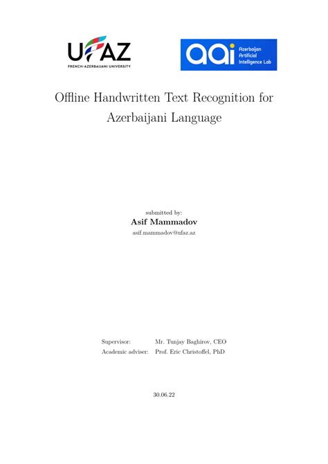 Pdf Offline Handwritten Text Recognition For Azerbaijani Language