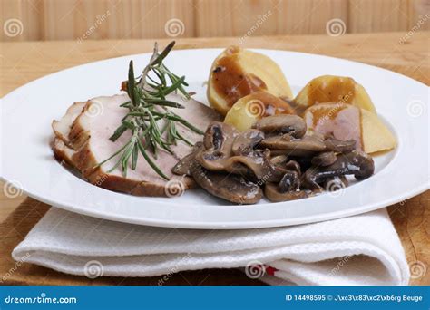 Roast Pork With Potato And Mushroom Stock Image Image Of Roasted