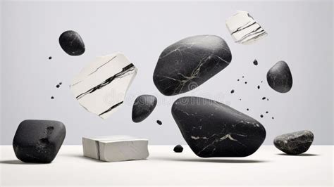 Abstract Dynamic Scene With Falling And Colliding Objects Composition Of Various Three