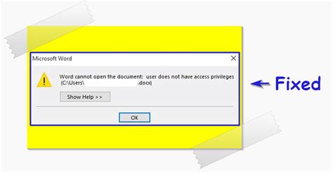 FixesWord Cannot Open Document User Does Not Have Access Privilege