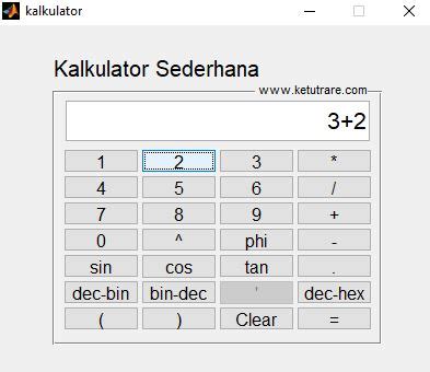 Program Kalkulator Sederhana Dengan MATLAB KETUTRARE