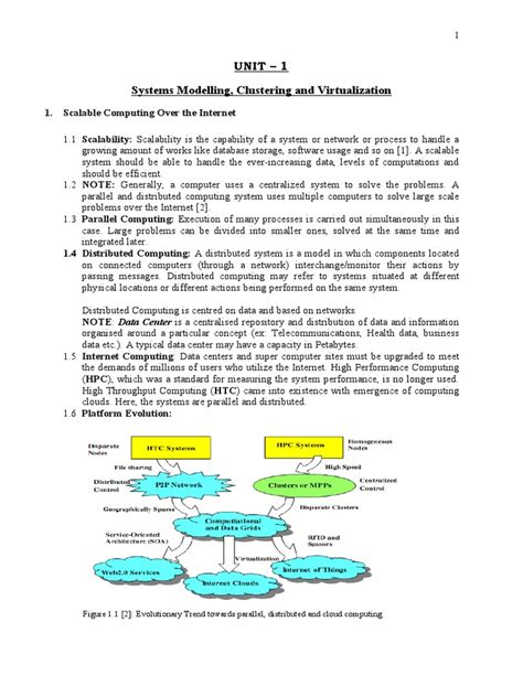 Unit 1 Systems Modelling Clustering And Virtualization 1 Scalable Computing Over The