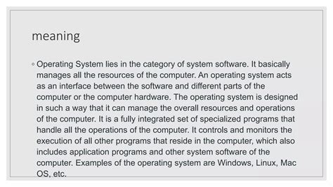 Operating Systempptx Operating Systems Computer Software And Applications
