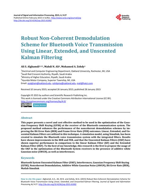 Pdf Robust Non Coherent Demodulation Scheme For Bluetooth Voice Transmission Using Linear