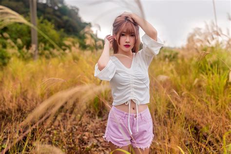 Asian Bokeh Pose Brown Haired Hd Wallpaper Rare Gallery