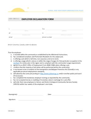 Fillable Online 002 2 1 Employer Declaration Form Fax Email Print PdfFiller