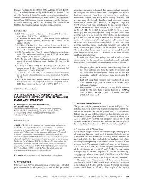 Pdf A Triple Band Notched Planar Monopole Antenna For Ultrawide Band Applications