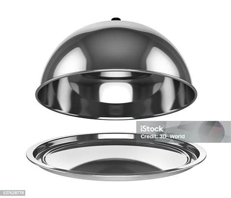오픈 뚜껑이 있는 레스토랑 크롬 클로치 3d 일러스트레이션 3d 렌더에 대한 스톡 사진 및 기타 이미지 3d 렌더 3차원 형태 강철 Istock