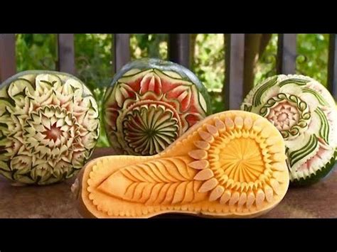 Watermelon Apple And Butternut Squash Carvings Food Art Cooking