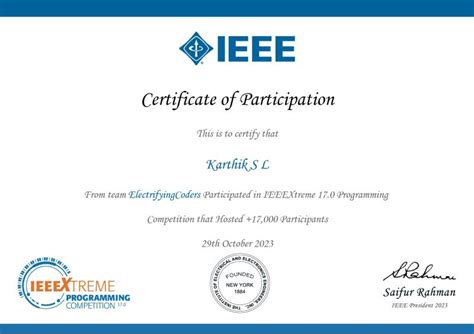 Karthik S L On Linkedin Ieee Xtremecoding Rank20