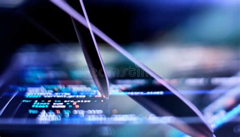 Coding Script Text On Screen Notebook Closeup Photo Running Computer Data Programming Stock