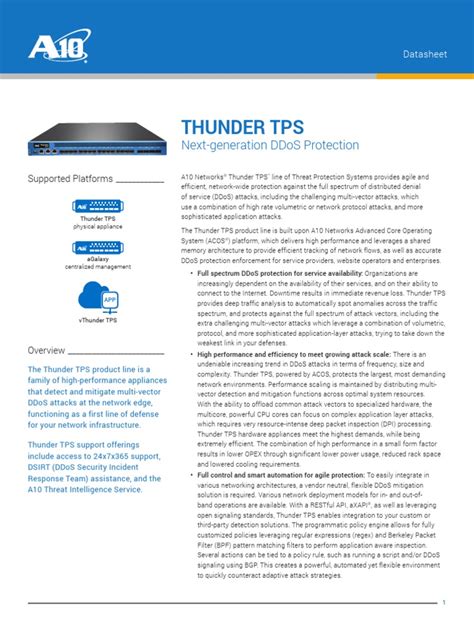 Thunder Tps Next Generation Ddos Protection Pdf Denial Of Service Attack Transmission