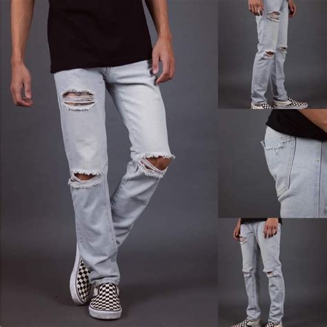 Looker กางเกงยีนส์ขายาวฟอก ขาดเข่า รุ่นขายดี พร้อมส่ง Shopee Thailand