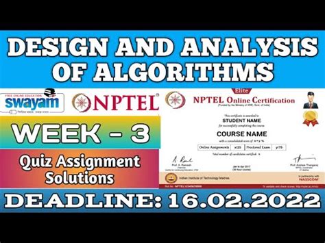 Design And Analysis Of Algorithms NPTEL Week 3 Assignment 3