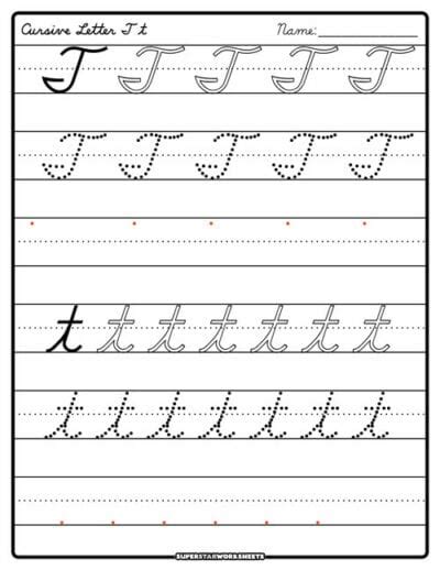 Cursive T Superstar Worksheets