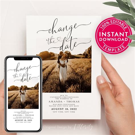 Change The Date Save The Date Change The Date Template Save Etsy