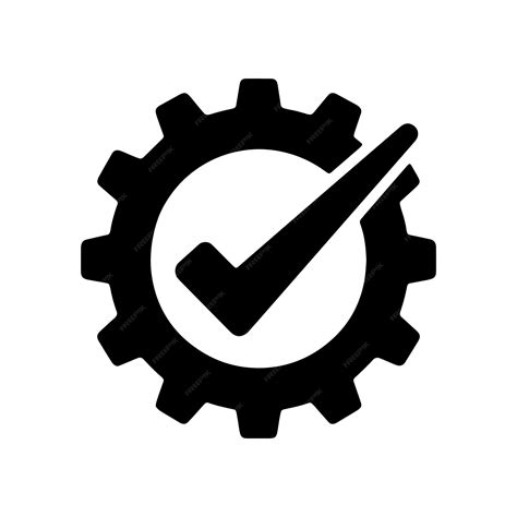 Premium Vector Gear Icon Black Gear Icon With A Check Mark Approved Symbol