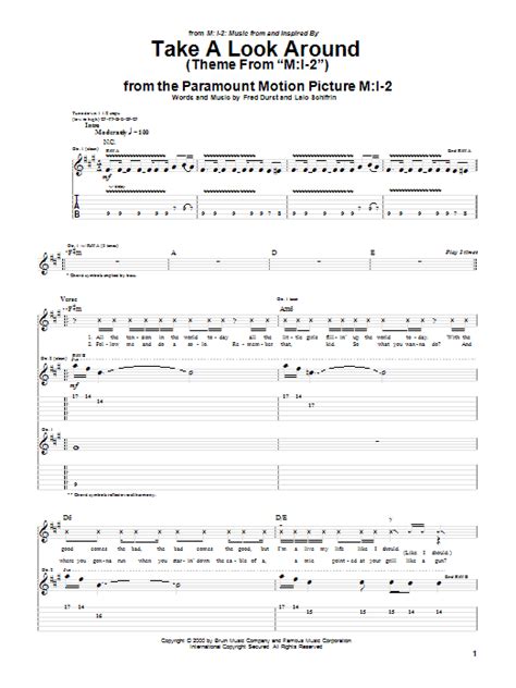 Take A Look Around Theme From M I 2 By Limp Bizkit Guitar Tab