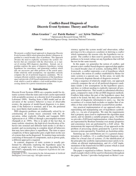 Pdf Conflict Based Diagnosis Of Discrete Event Systems Theory And