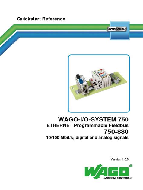 wago i o system 750 quickstart reference pdf programmable logic controller ip address