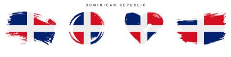 도미니카 공화국 손으로 그린 그런 지 스타일 플래그 아이콘 세트입니다 무료 브러시 스트로크 플랫 벡터 일러스트 레이 션 흰색 절연 거친에 대한 스톡 벡터 아트 및 기타