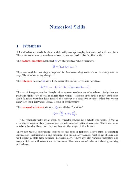 Numerical Skills Pdf Numbers Decimal