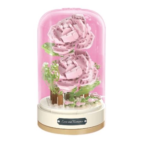 레프리카 분홍장미 미니블록 오르골 뮤직박스 블럭꽃 147피스 Jk444355 위시버킷