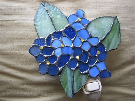 Stained Glass Hydrangea Nightlight Stained Glass Flowers Stained Glass Patterns Stained