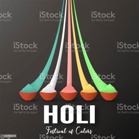 행복 한 홀리 색상의 축제 템플릿 요소 디자인 배너 포스터 인사말 카드 벡터 일러스트 레이 션 종이 컷 공예 플랫 레이 스타일과 종이 접기 유형 개념에 대한 스톡 벡터 아트